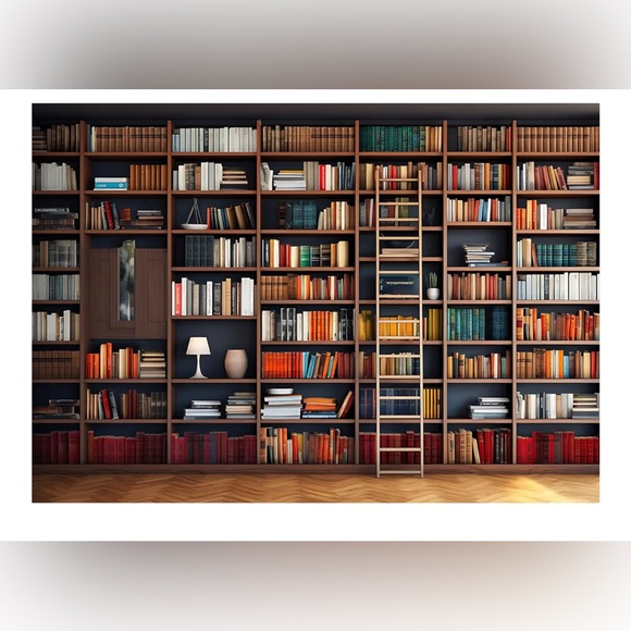 Bookshelf School Library Backdrop | Wall Decor | Bookshelf School ...